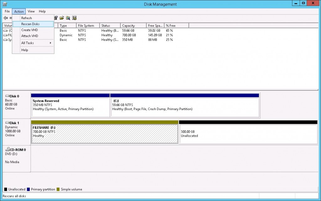 Windows 2012R2 – Extend disk: “There is not enough space available on ...